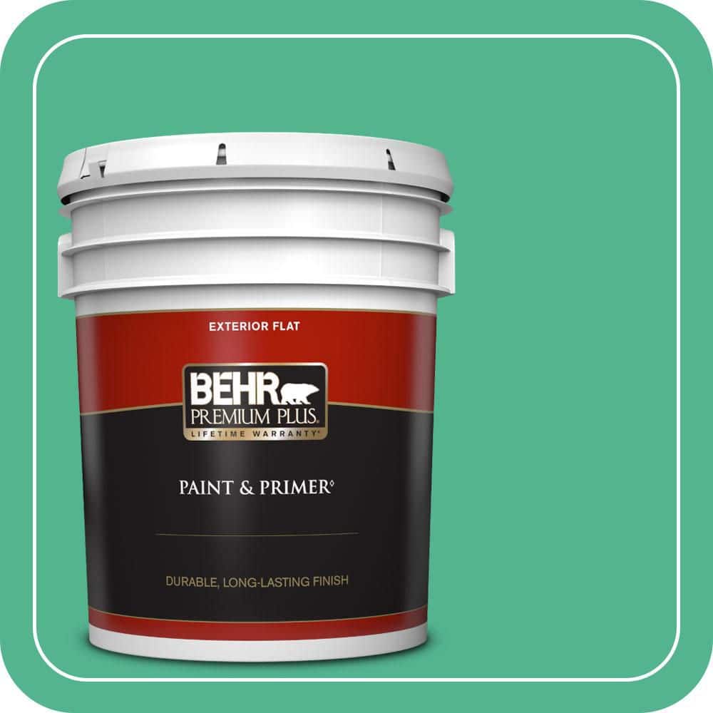 BEHR PREMIUM PLUS 5 gal. #MQ4-16 Aruba Green Flat Exterior Paint ...