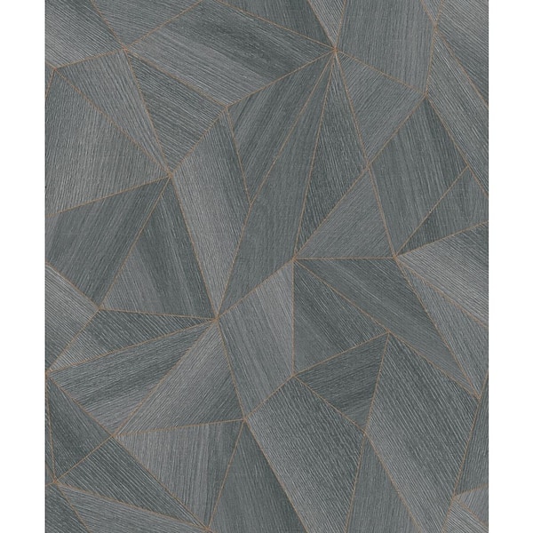 Woods and Wicker Collection Dark Grey Geometric Wood Effect Matte ...