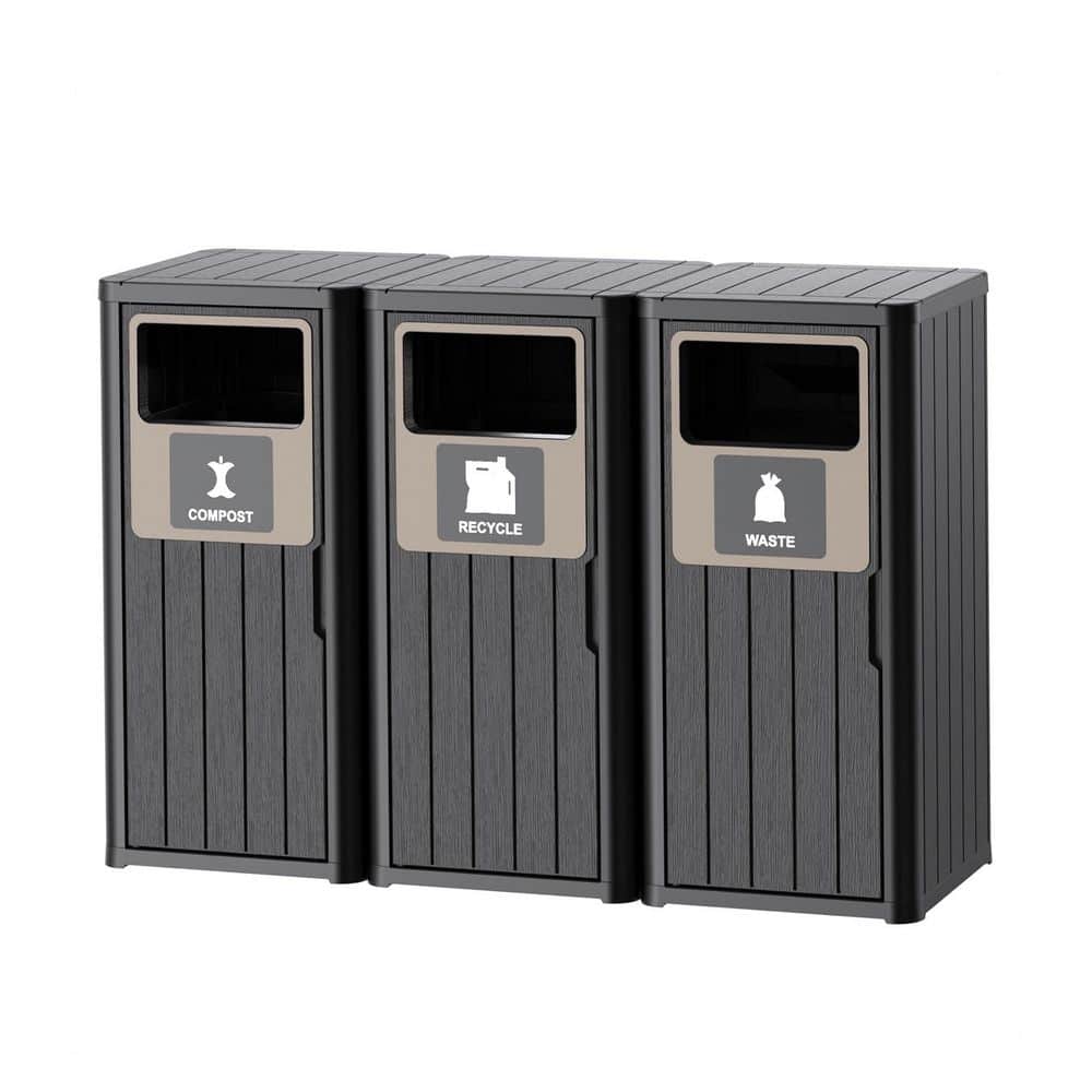 Ama pear 51 in. W x 17 in. D x 35 in. H Black 114 Gal. Outdoor Trash ...