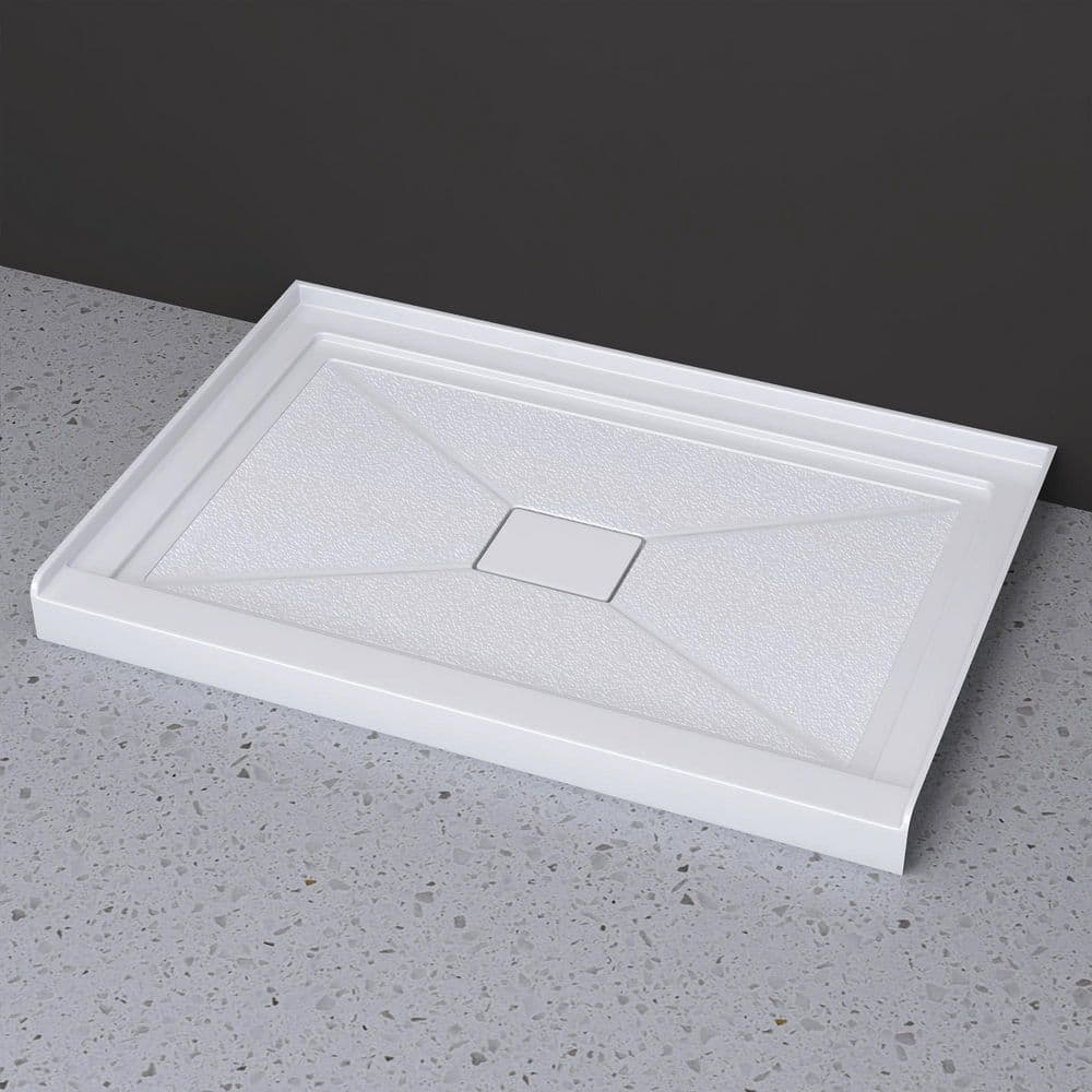 Zeafive Siba 48 in. L x 32 in. W Acrylic Alcove Shower Pan Base with ...
