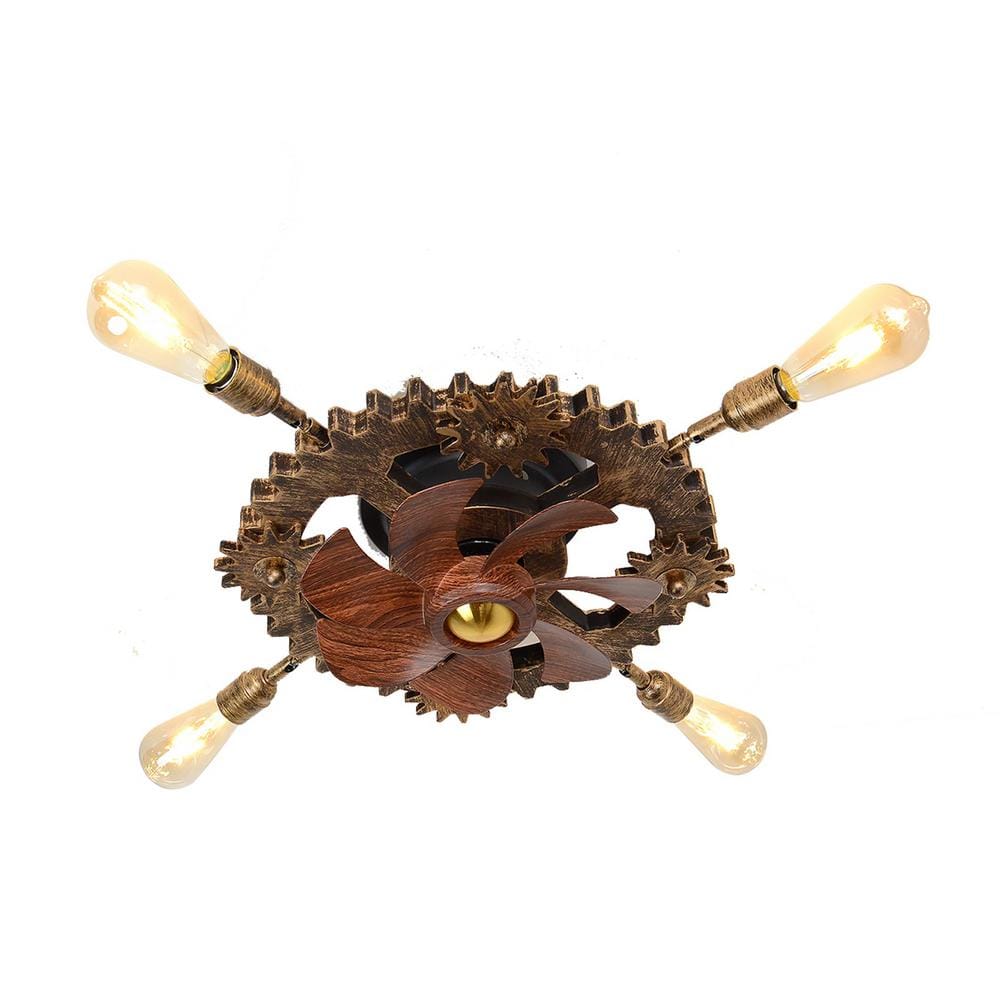 INNOBULE 32.2 in. Indoor Brown Industrial Caged Ceiling Fan With 7 ...