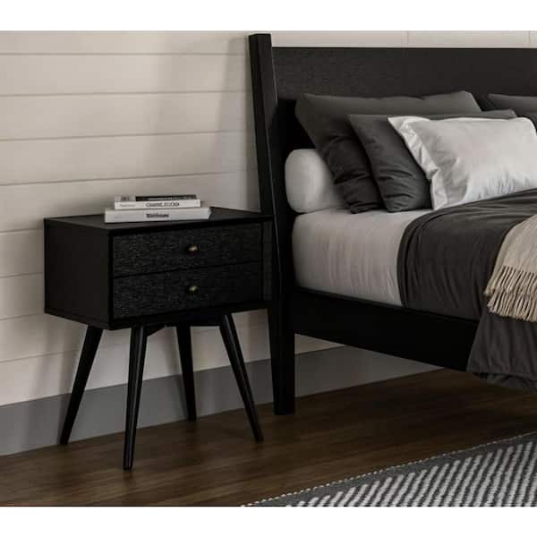 Camaflexi Mid Century Black 2 Drawer 18 in. W Nightstand MD1012
