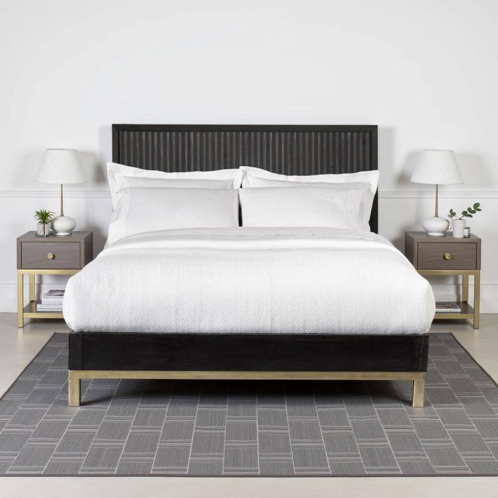 Benjara Carl Mahogany Black Wood Frame Queen Size Platform Bed BM273343 ...