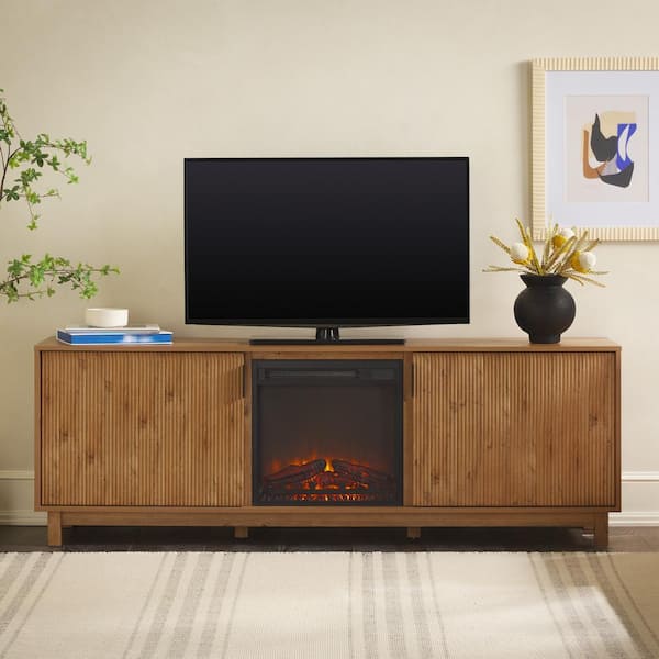 Reviews for Welwick Designs 70 in. English Oak Modern TV Stand with ...
