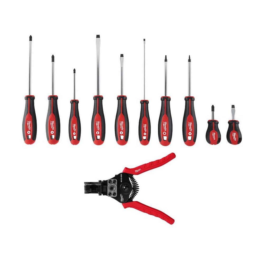 Milwaukee Screwdriver Set with Automatic Wire Stripper and Cutter (11 ...