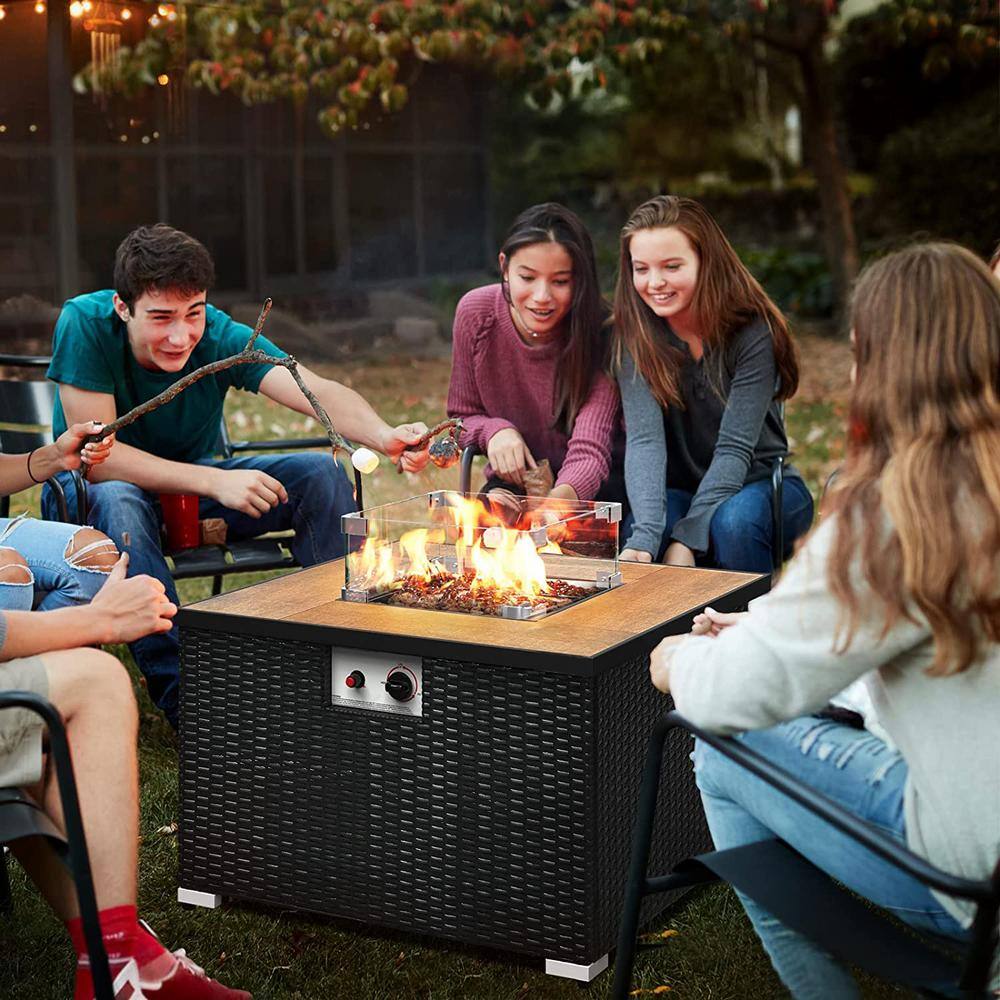 DEXTRUS Edington Ceramic 32 in. 40,000 BTU Propane Fire Pit Table with ...