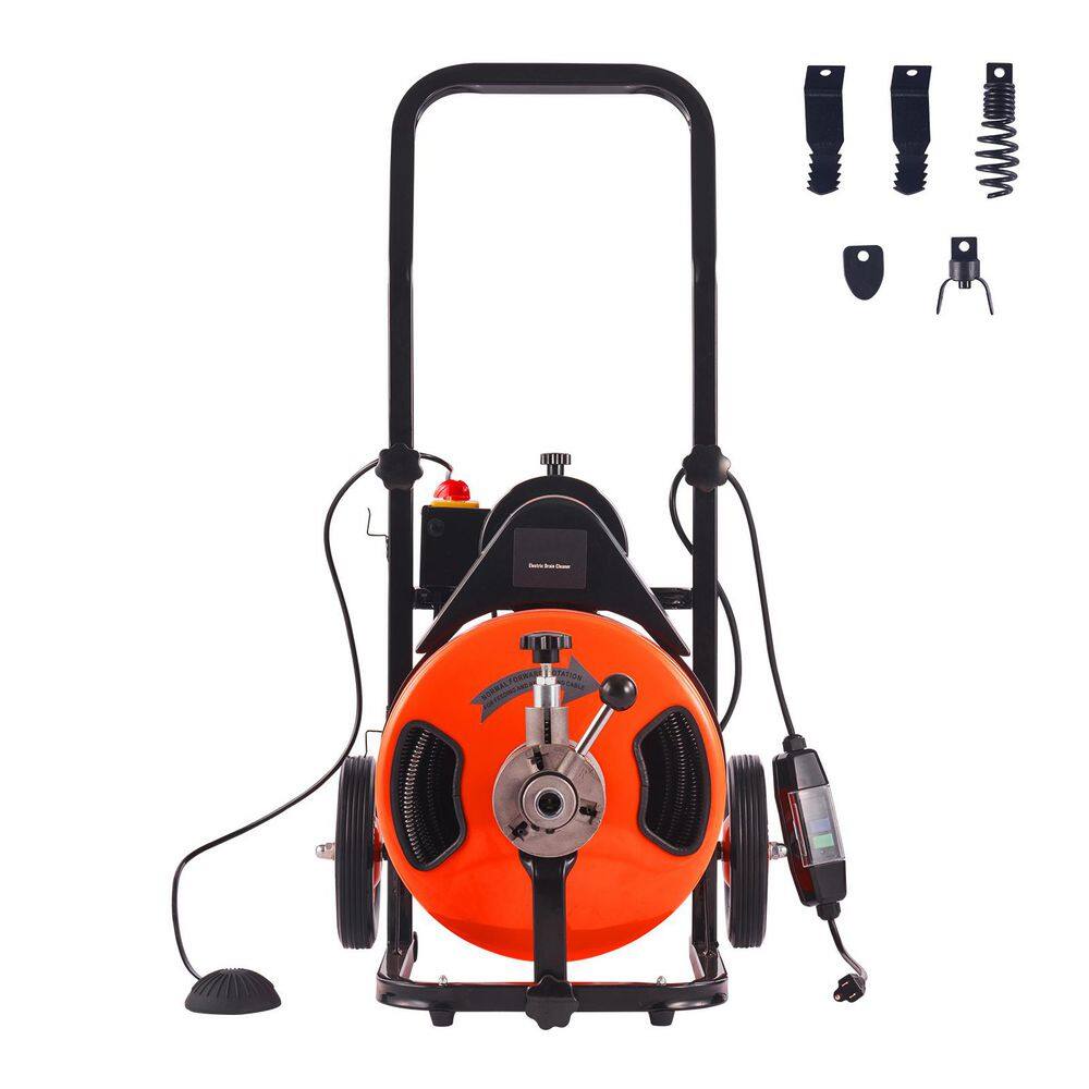 SKYSHALO Drain Cleaning Machine 75 FT. x 1/2 In., Sewer Auger Auto Feed ...
