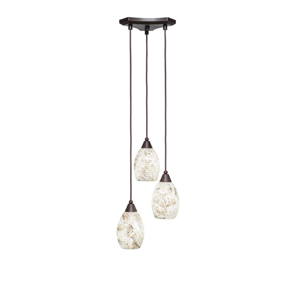 Condor 3 Light Dark Granite, Cluster Pendant Light with 5 in. Natural ...