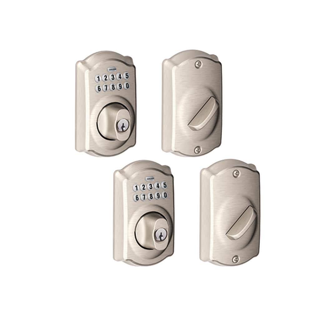 Schlage Camelot Satin Nickel Keypad Electronic Door Lock Deadbolt (2 ...