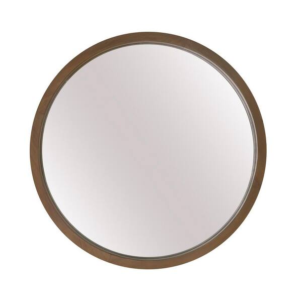CLAVIE 24 in. W x 24 in. H Medium Round Farmhouse Mirror Wood Framed ...