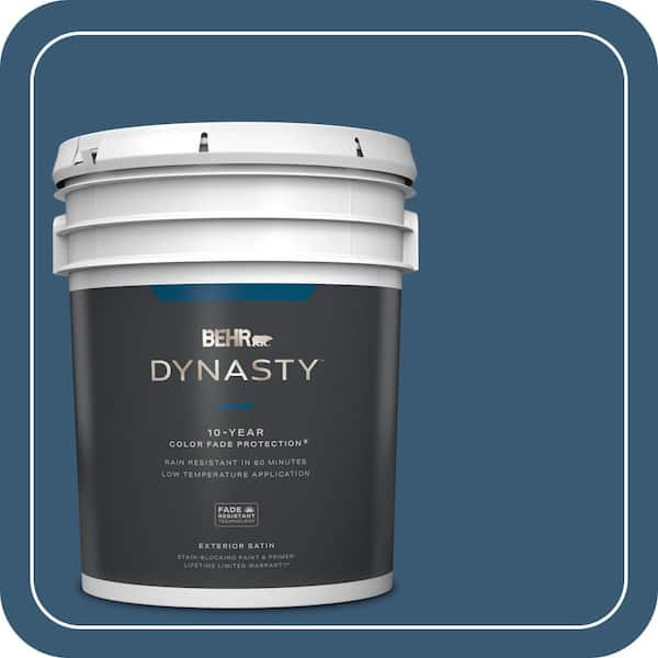 BEHR DYNASTY 5 gal. #M500-6 Express Blue Satin Enamel Exterior Stain ...