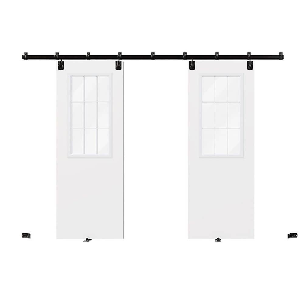 TENONER 60 in. x 80 in. 9 Lite, Clear Glass, White Primed, Composite ...