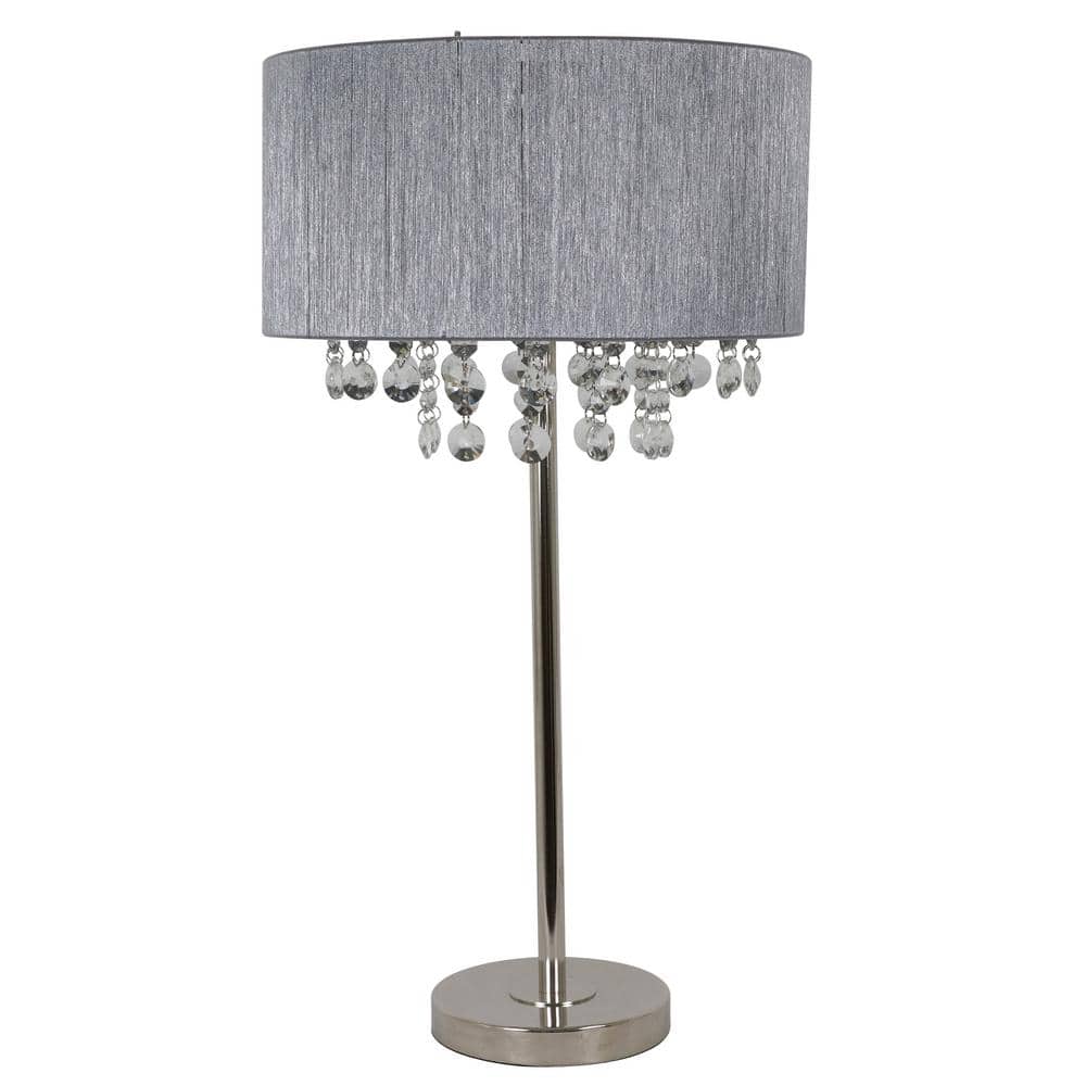 Decor Therapy 27 in. Polished Nickel Grey String Table Lamp TL22305 ...