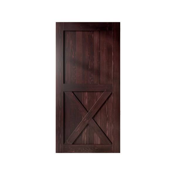 HOMACER 44 in. x 84 in. X-Frame Red Mahogany Solid Natural Pine Wood ...