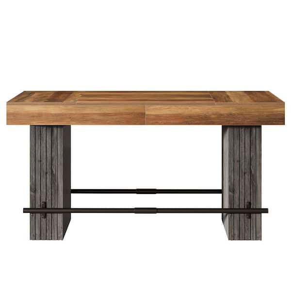 BYBLIGHT Roesler 63 in. Brown Black Wood Rectangle Geometric Pedestal ...