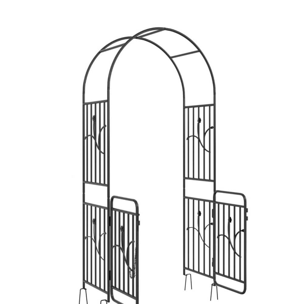 FAWEY TRED INC 85.8 in. Metal Garden Arbor with Gate, Garden Trellis ...