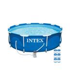 Intex 10 ft. x 2.5 ft. Round Metal Frame Backyard Above Ground Swimming ...