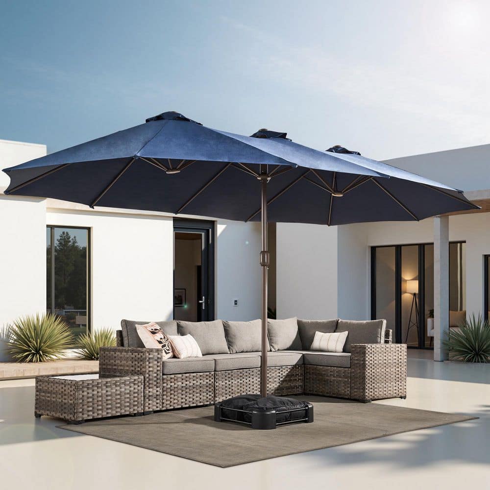 Toject 15 ft. x 9 ft. Rectangular Metal Double-Sided Market Patio ...