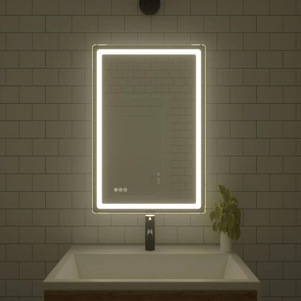 TaiMei 24 in. W x 36 in. H Round Corner Rectangular Frameless Wall ...