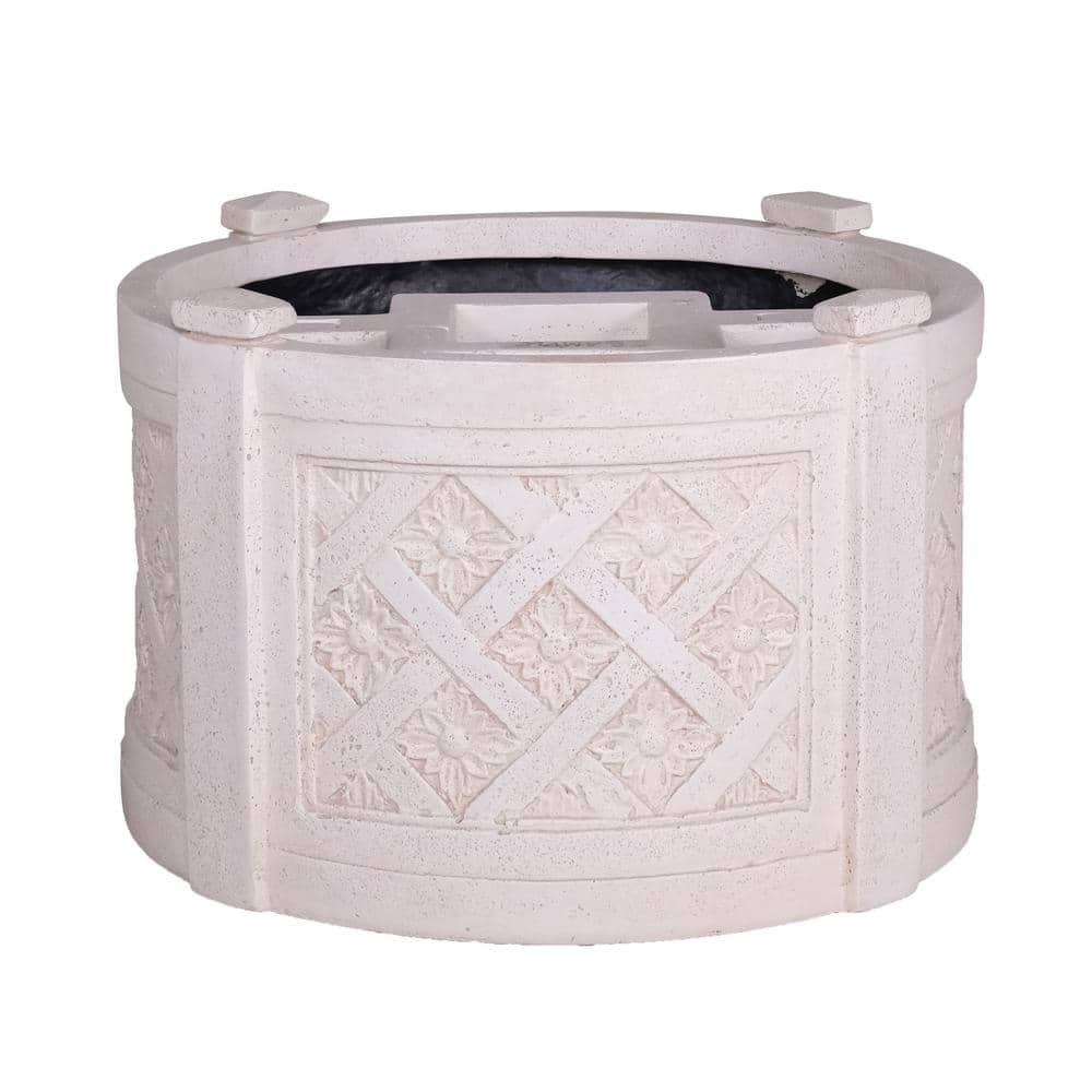 MPG 18 in. Dia x 12 in. H Light Aged White Cast Stone Fiberglass ...