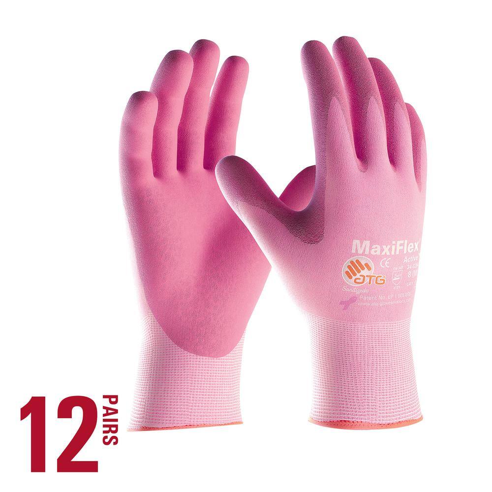 ATG MaxiFlex Active Women's Medium Pink Lightweight Nitrile Coated ...