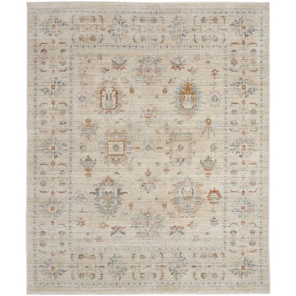 Nourison Traditional Home Ivory Beige 10 ft. x 14 ft. Distressed ...