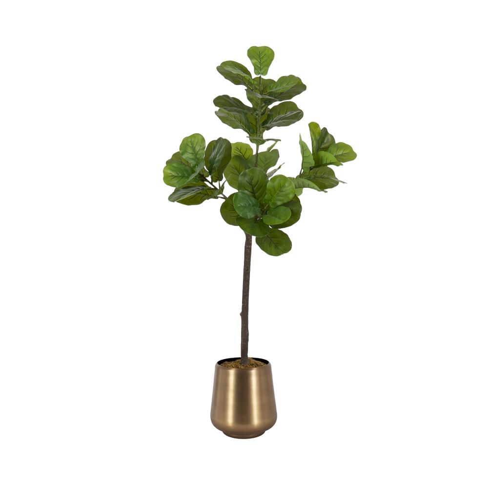 Kate and Laurel Fidmont 4 ft. Artificial Fiddle Leaf Fig Tree in Gold ...