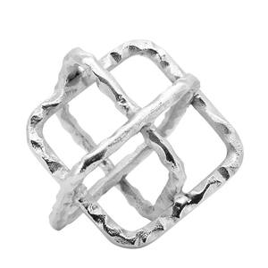 Liv & Skye Silver 6 in. x 7 in. Metal Square Orb Sculpture 16156-04 ...