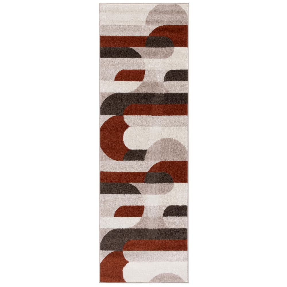 SAFAVIEH Adirondack 2 ft. x 8 ft. Beige/Rust Geometric Parallel Runner ...