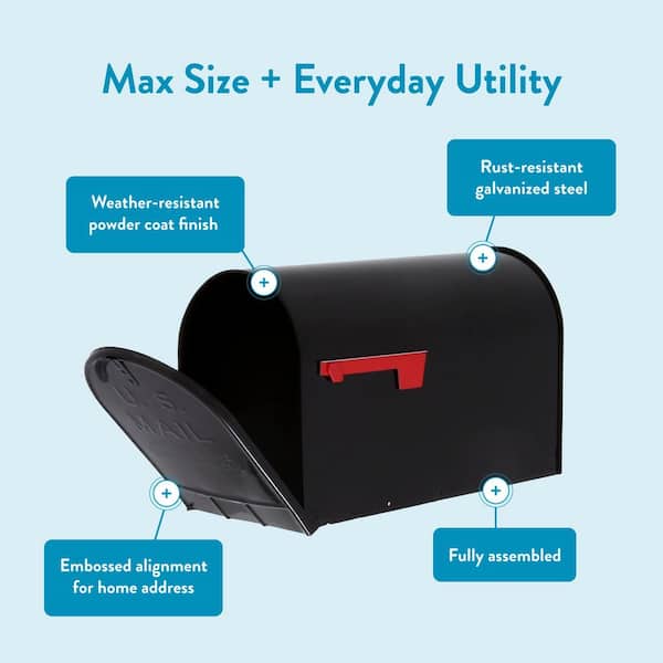 Architectural Mailboxes Stanley Black, Extra Large, Steel, Post Mount ...