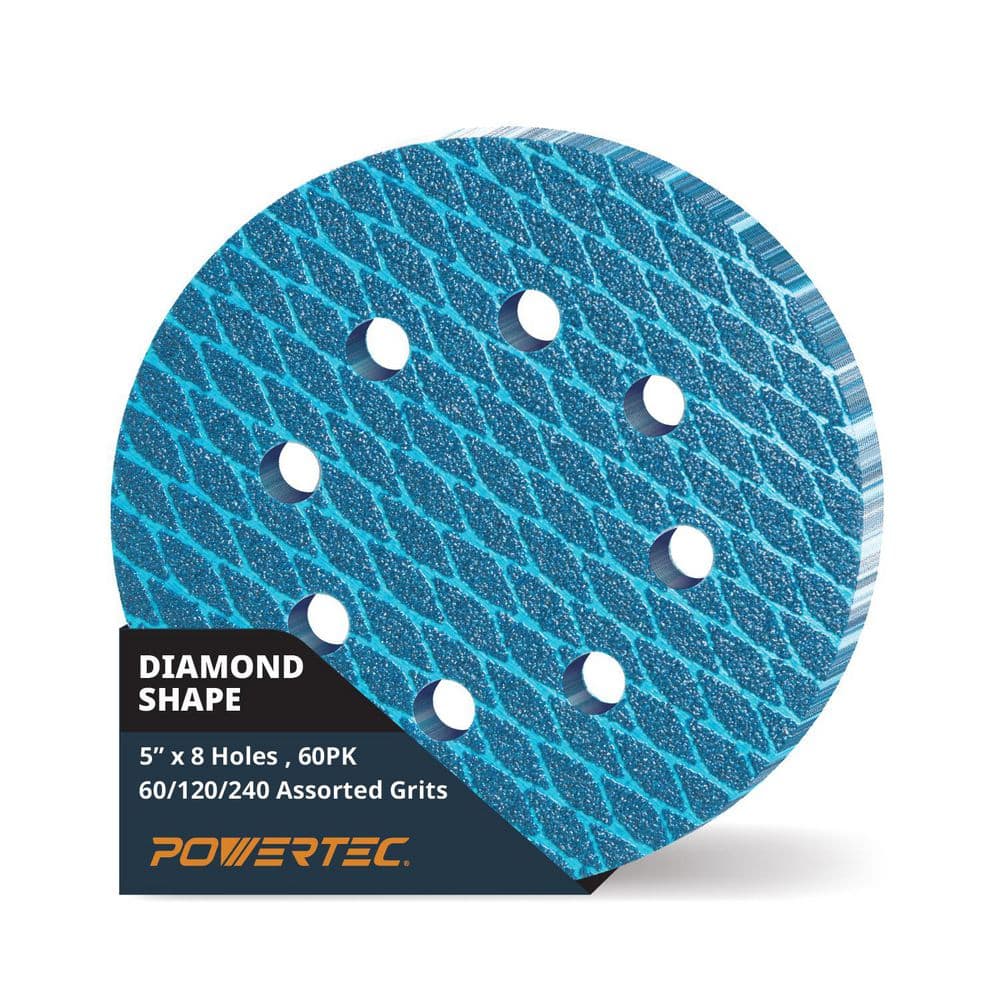 ‎POWERTEC 5 in. 8-Hole Hook and Loop Diamond Shaped Sanding Discs ...