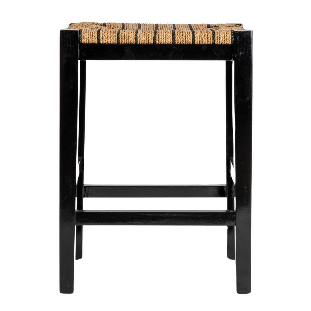 Storied Home Willow brook 25.25 in. Black Finish Backless Mahogany Wood ...