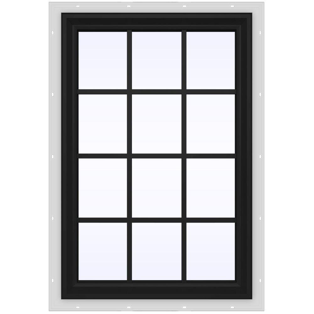 JELD-WEN 36 in. x 48 in. V-2500 Series Bronze Exterior/White Interior ...