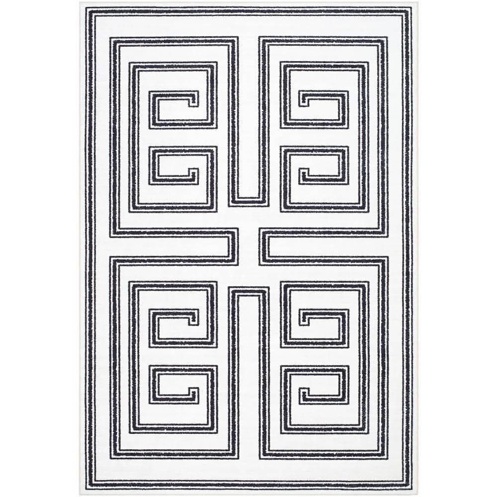Livabliss Lachlan White Doormat 3 ft. x 4 ft. Machine-Washable Indoor ...