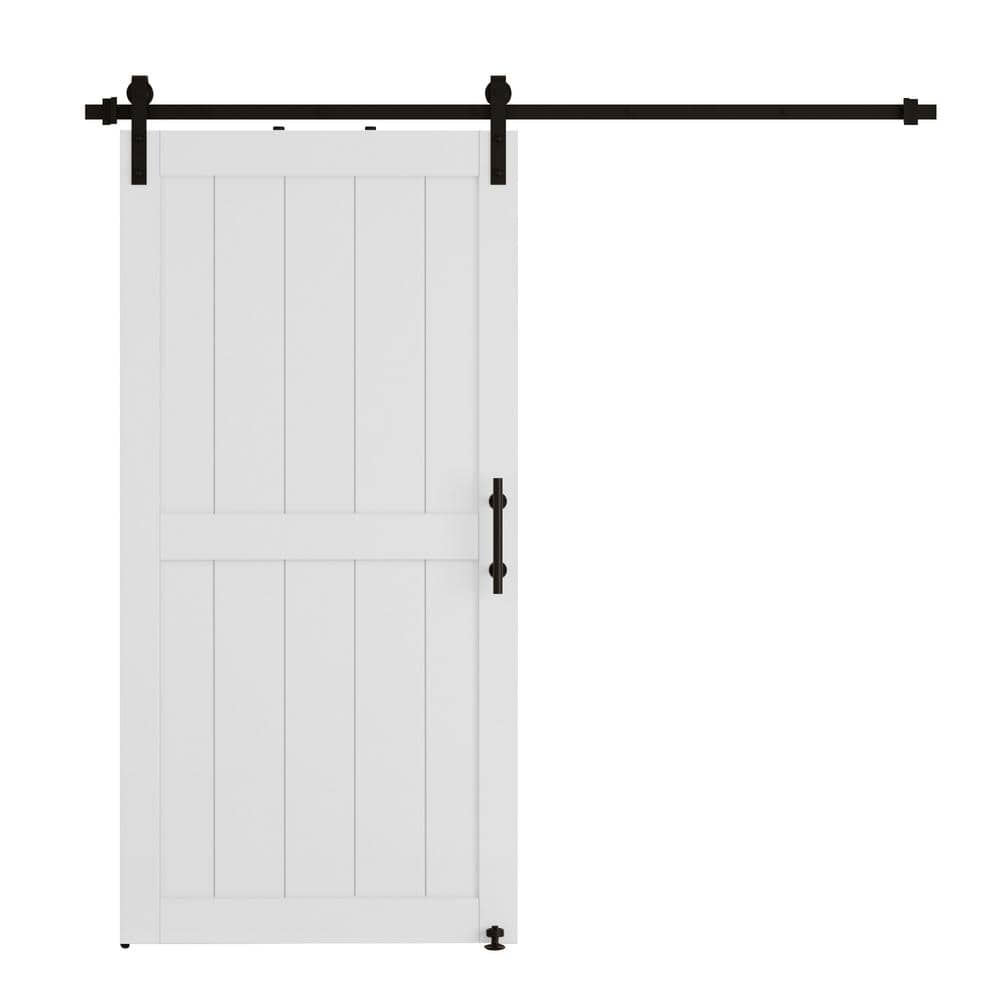 WEGATE 34 in. x 84 in. White H Style MDF Sliding Barn Door Slab with ...
