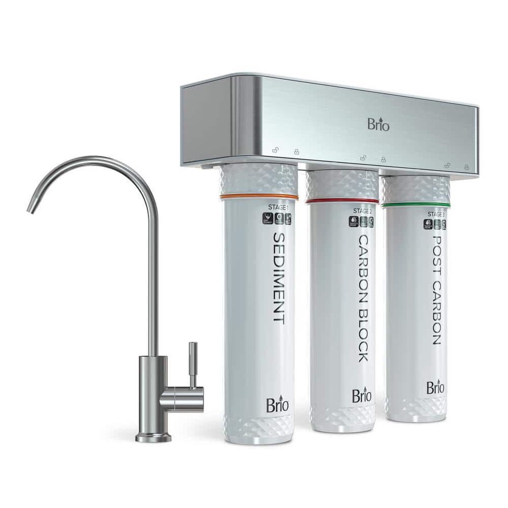 Brio 3-Stage Under Sink Filtration System, Brushed Nickel Faucet, 950 ...