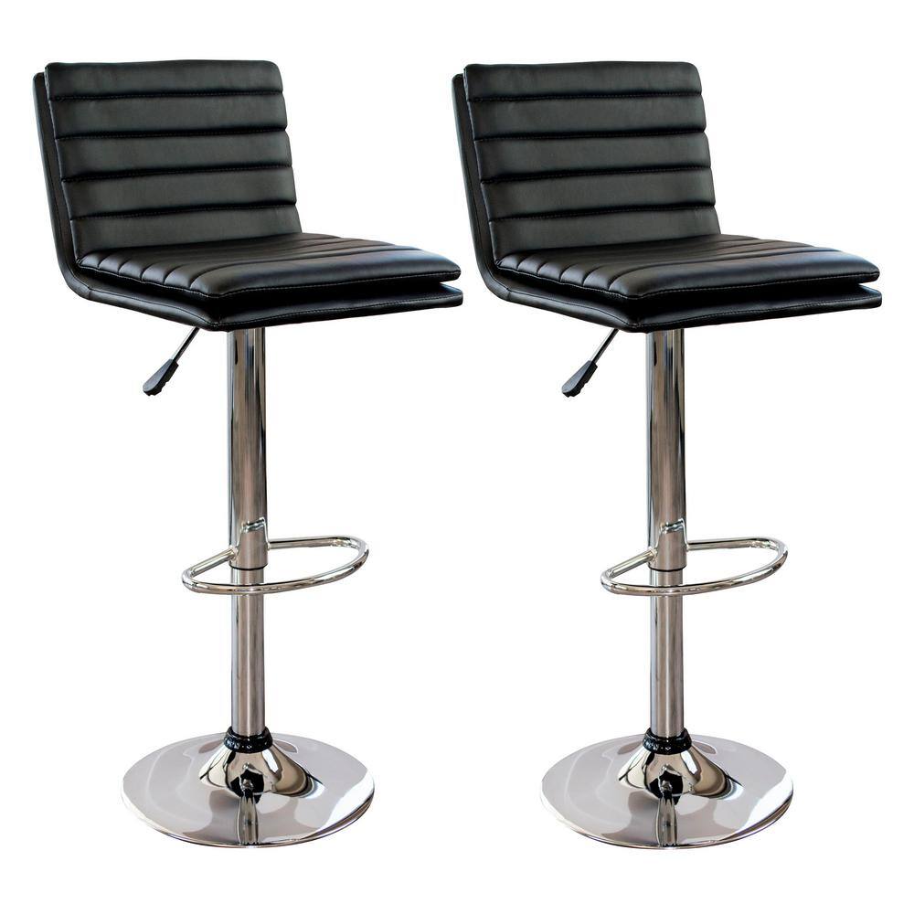 AmeriHome Modern Ripple Back 24 in. Black Vinyl, Low Back, Chrome ...