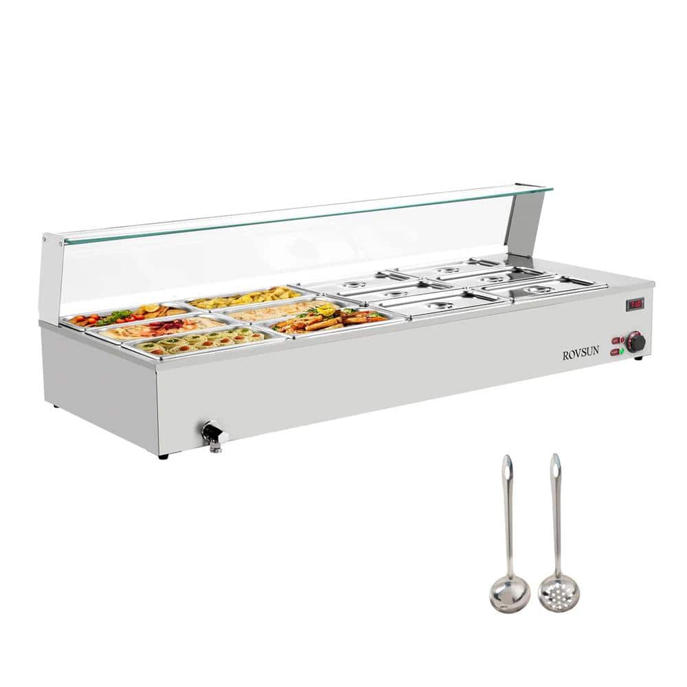 Karl home 96 Qt. Stainless Steel Buffet Server with 12-Crocks ...