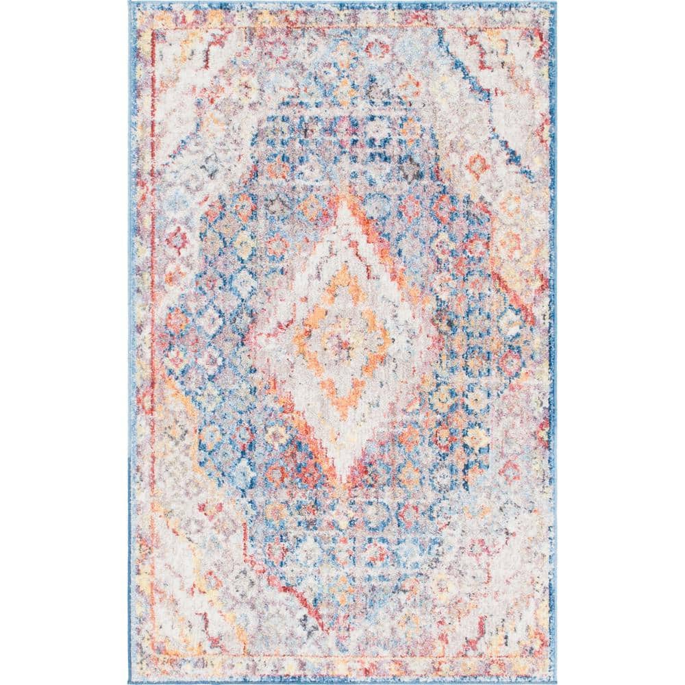 Unique Loom Brighton Dumbo Blue 3 ft. 3 in. x 5 ft. 3 in. Area Rug ...