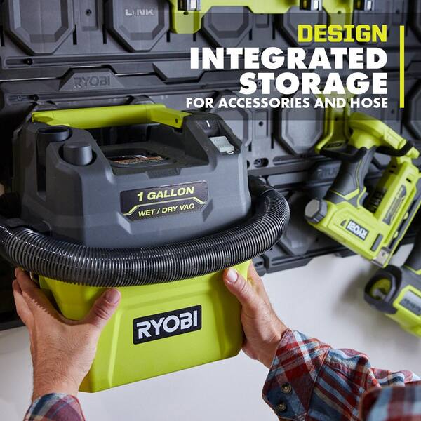 RYOBI ONE+ 18V Cordless 1 Gal. Wet/Dry Vacuum (Tool Only) with Extra ...
