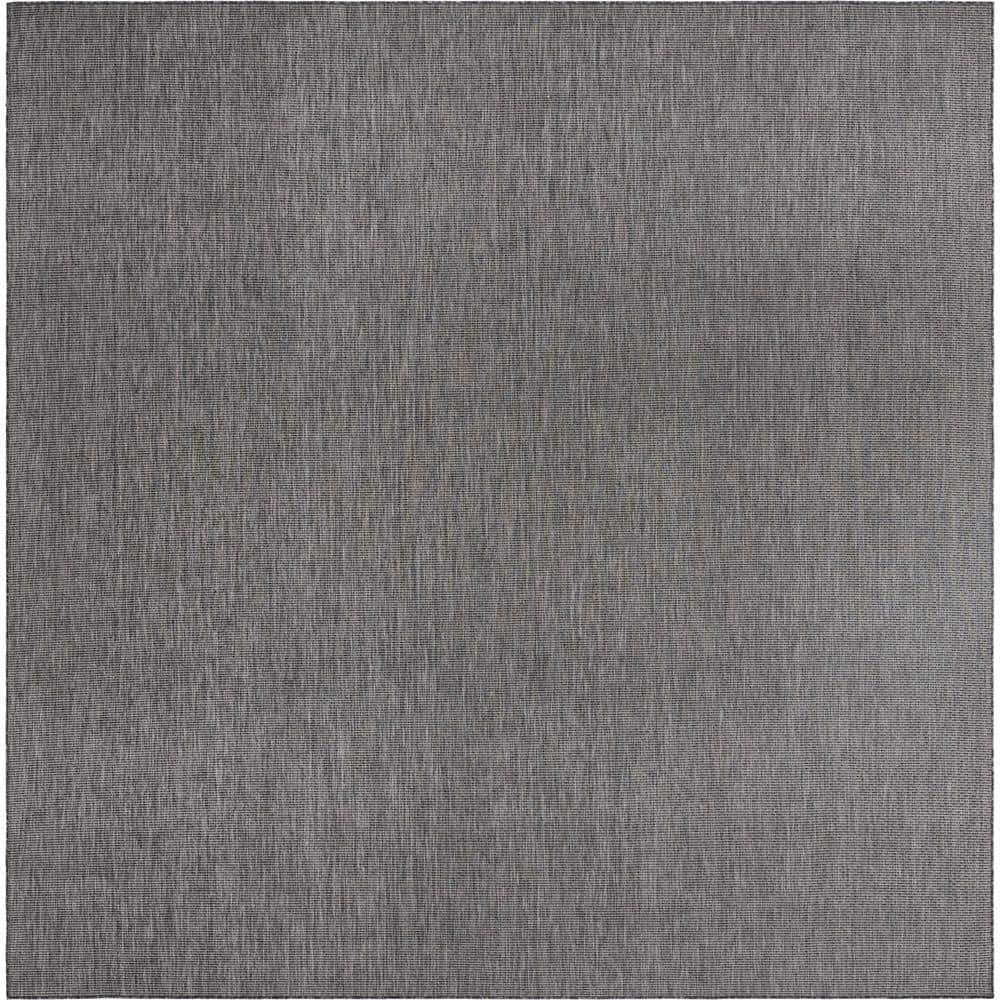 Unique Loom Outdoor Solid Black 13 ft. x 13 ft. Indoor/Outdoor Area Rug ...