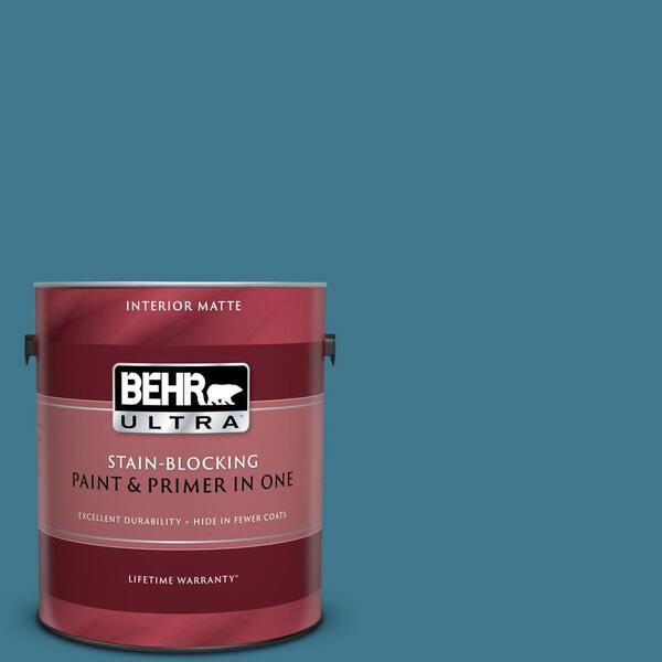 BEHR ULTRA 1 gal. #PPU14-03 Cayman Bay Matte Interior Paint and Primer ...