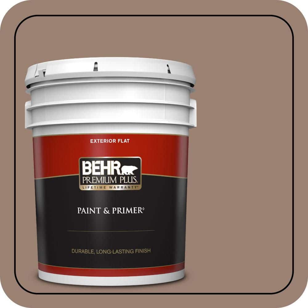 BEHR PREMIUM PLUS 5 gal. #N190-5 Frontier Brown Flat Exterior Paint ...