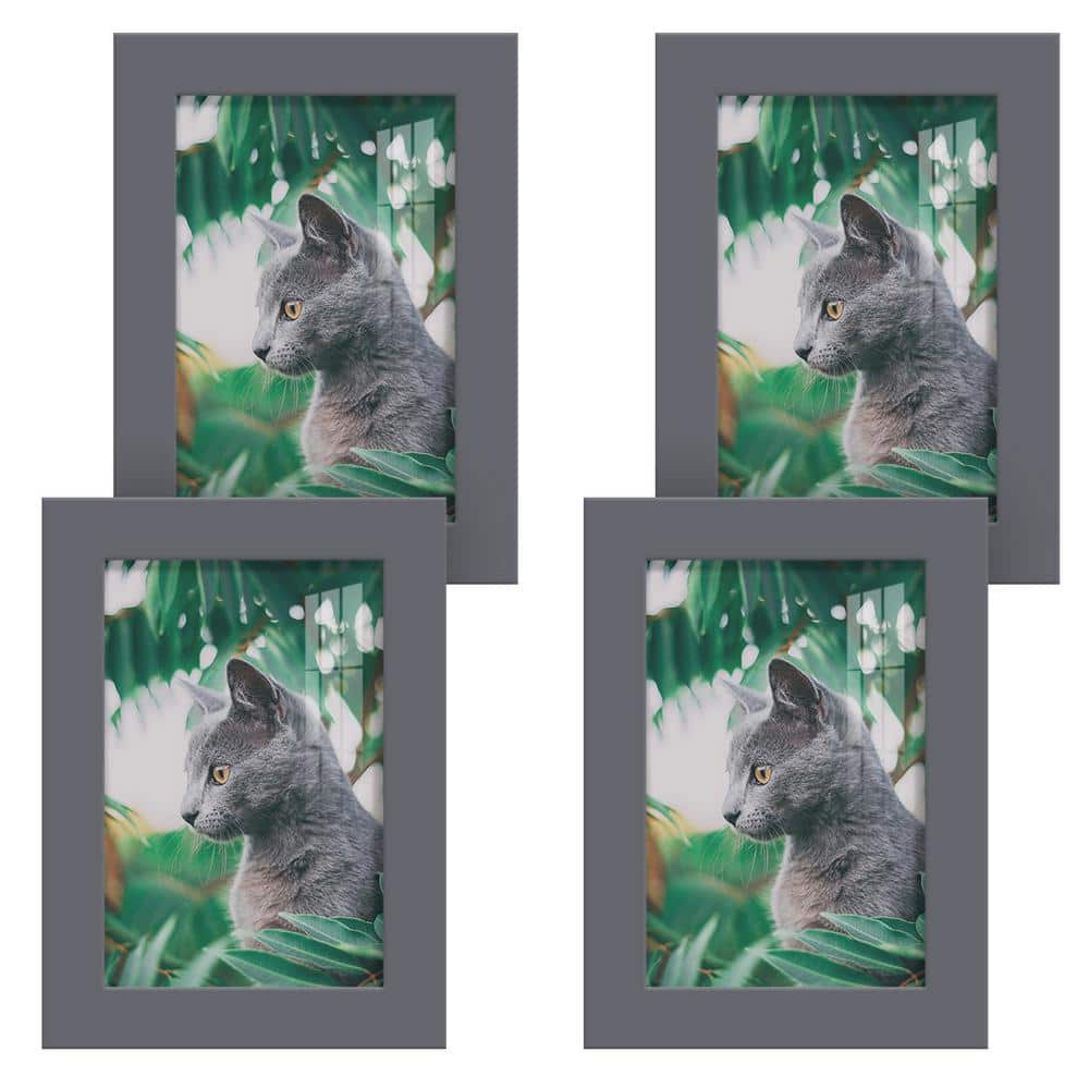 Wexford Home Modern 4 in. x 6 in. Grey Picture Frame (Set of 4) WF003B ...
