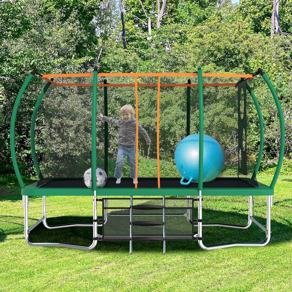 SUNRINX FLIPZA 8 ft. x 14 ft. Rectangular Tumbling Trampoline in Green ...