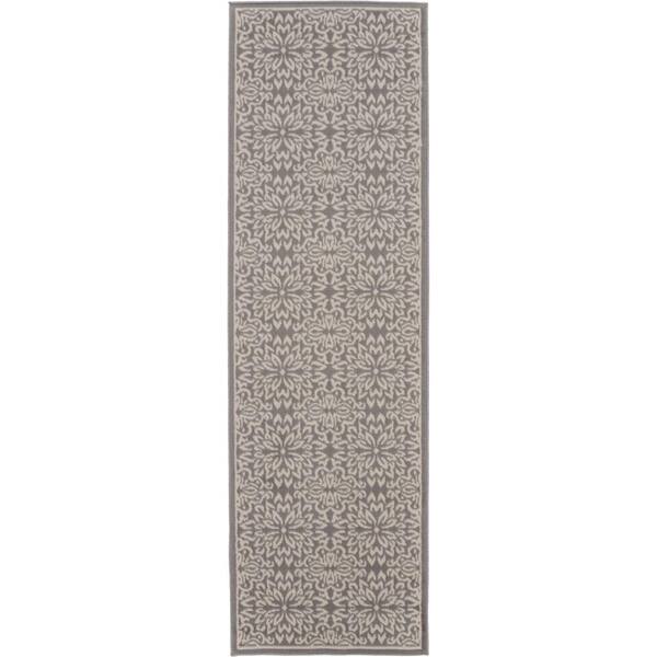 Nourison Jubilant Ivory Grey 2 ft. x 6 ft. Floral Transitional Runner ...