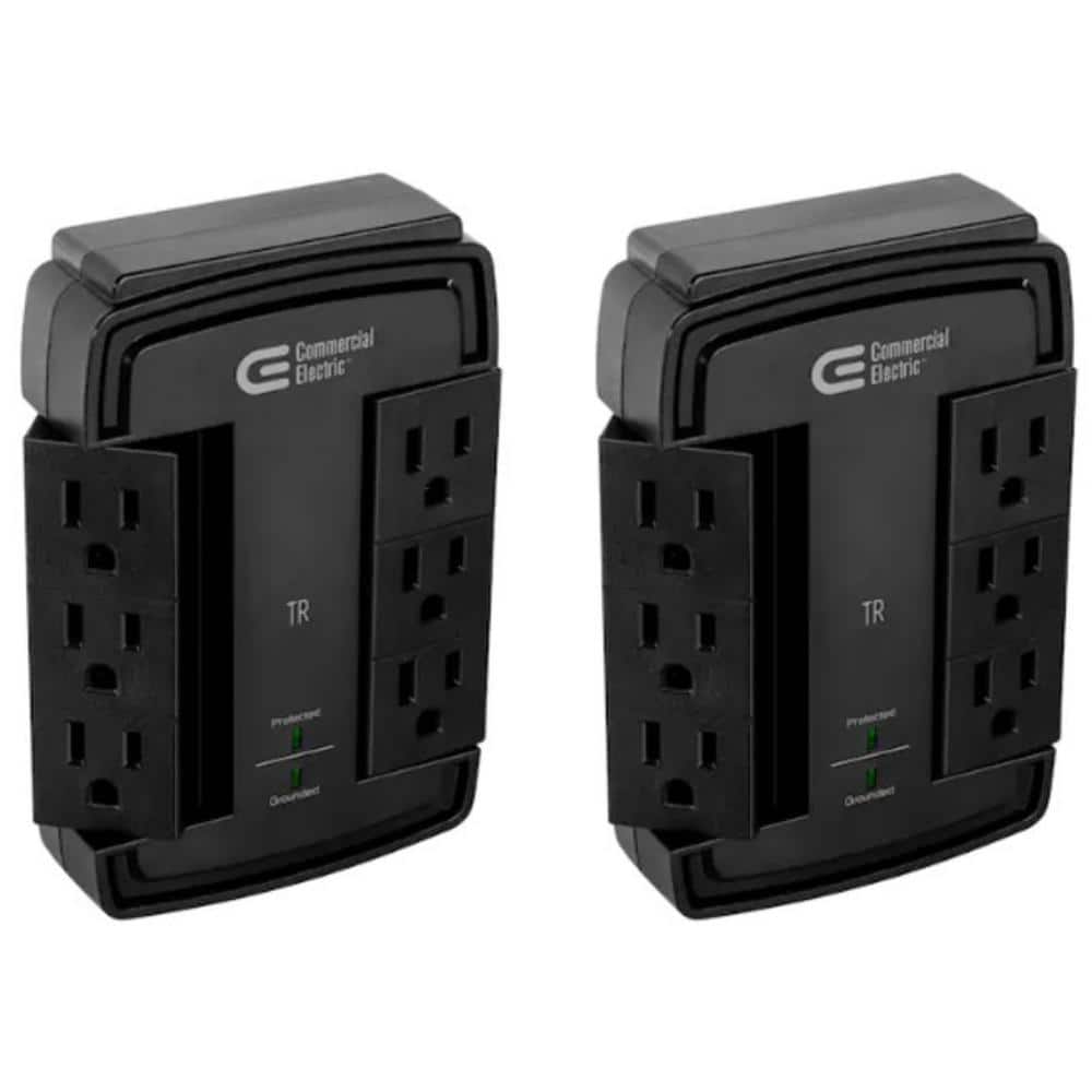 CyberPower 6-Outlet Wall Mounted Swivel Surge Protector, Black (2-Pack ...
