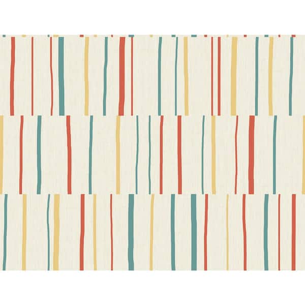 Seabrook Designs 60.75 sq. ft. Vermillion Sunflower and Teal Block ...