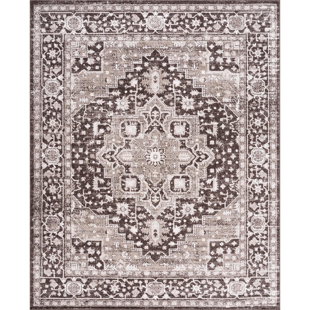 Tayse Rugs Magic Traditional Brown and Cream 8 ft. x 10 ft. Oriental ...