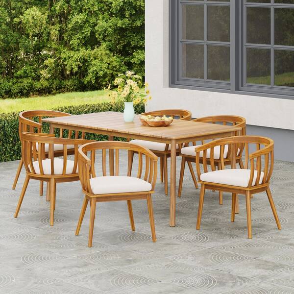 CHRISTOPHER KNIGHT HOME Luke 7-Piece Solid Wood Rectangular Patio ...
